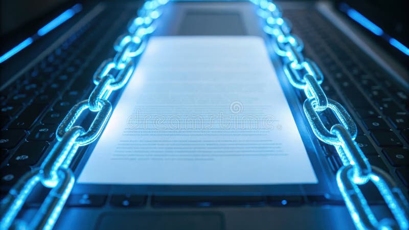 Laptop Displaying Paper on Screen Representing Digital Interface for ...