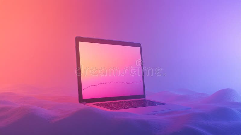 A Laptop Displaying a Sales Graph on a Light Background, Space for ...