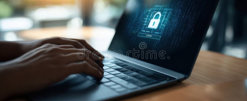 The Laptop Displaying a Secure Login Interface Focused on Data Privacy ...