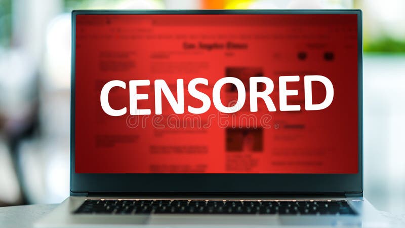 Laptop Displaying the Sign of Censorship on the Internet Stock Image ...