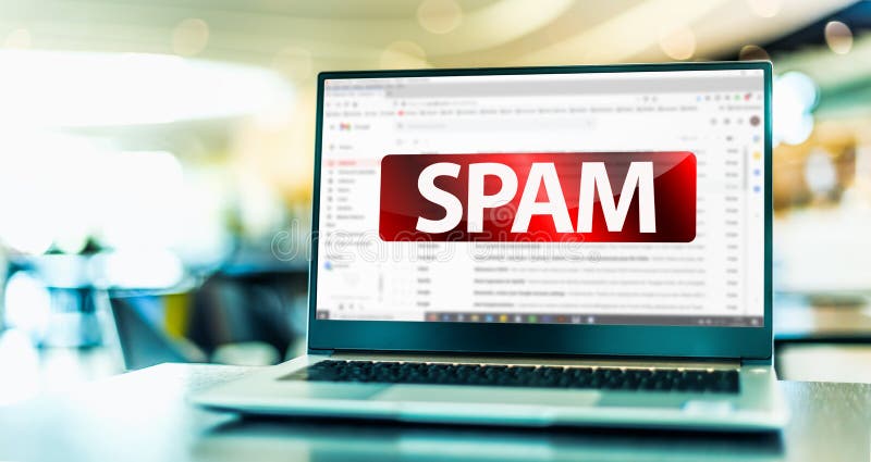 Laptop Displaying the Sign of Spam on the Internet Stock Photo - Image ...
