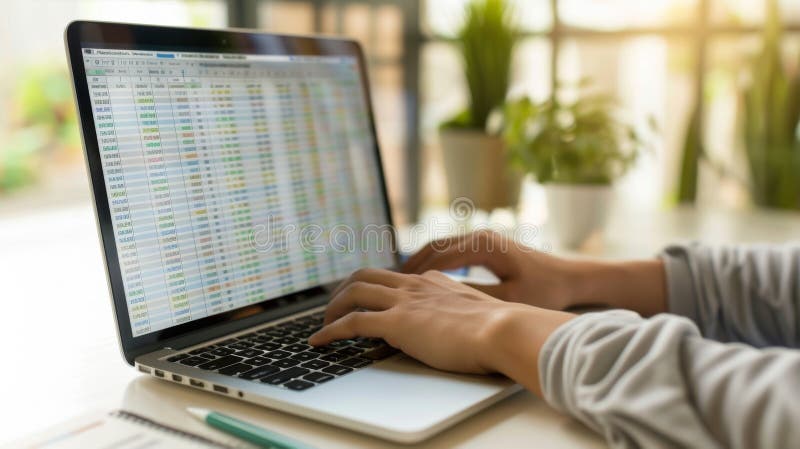 A Laptop Displaying Spreadsheets.AI Generated Image Stock Image - Image ...