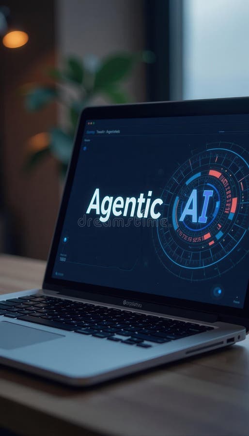 Laptop Showing Agentic AI Software Interface on Screen, Technology ...