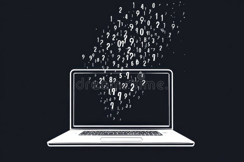 A Laptop Displays a Cascade of Falling Numbers, Symbolizing Tech ...