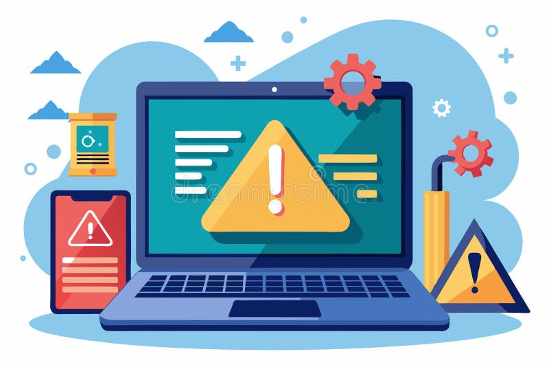 A Laptop Displays a Data Error Message while Accompanied by Warning ...
