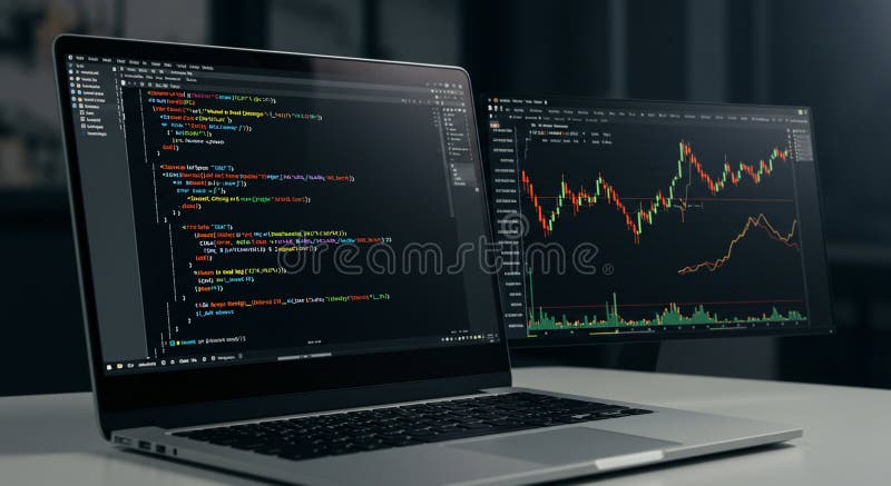 A Laptop Displays Programming Code in an IDE on One Screen, Featuring ...