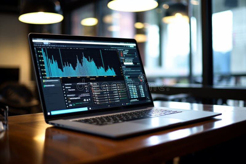 A Laptop Displays a Programming Screen Sat on Table in Office ...