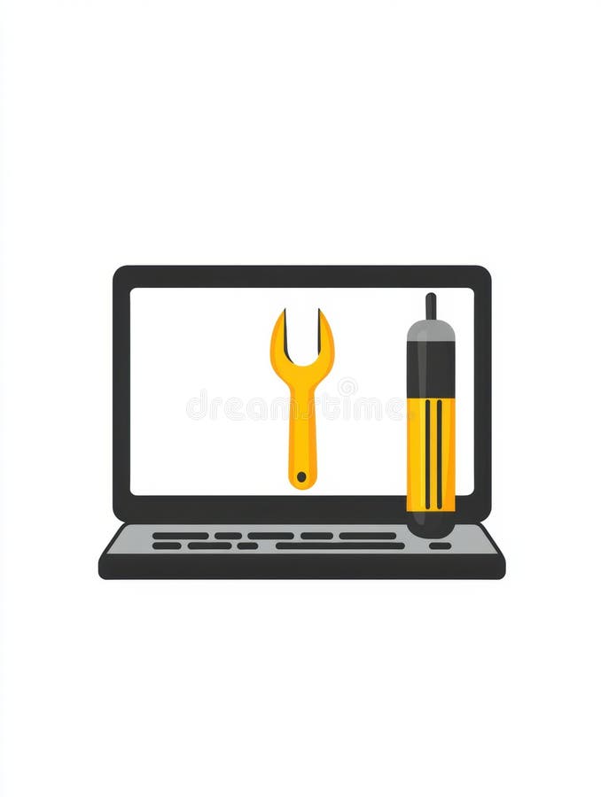 A Laptop Displays a Screwdriver and Wrench, Indicating Tools Needed for ...