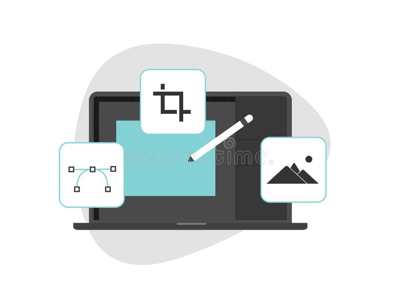 Laptop Displays with UI Design Programs for Digital Art and Editing ...