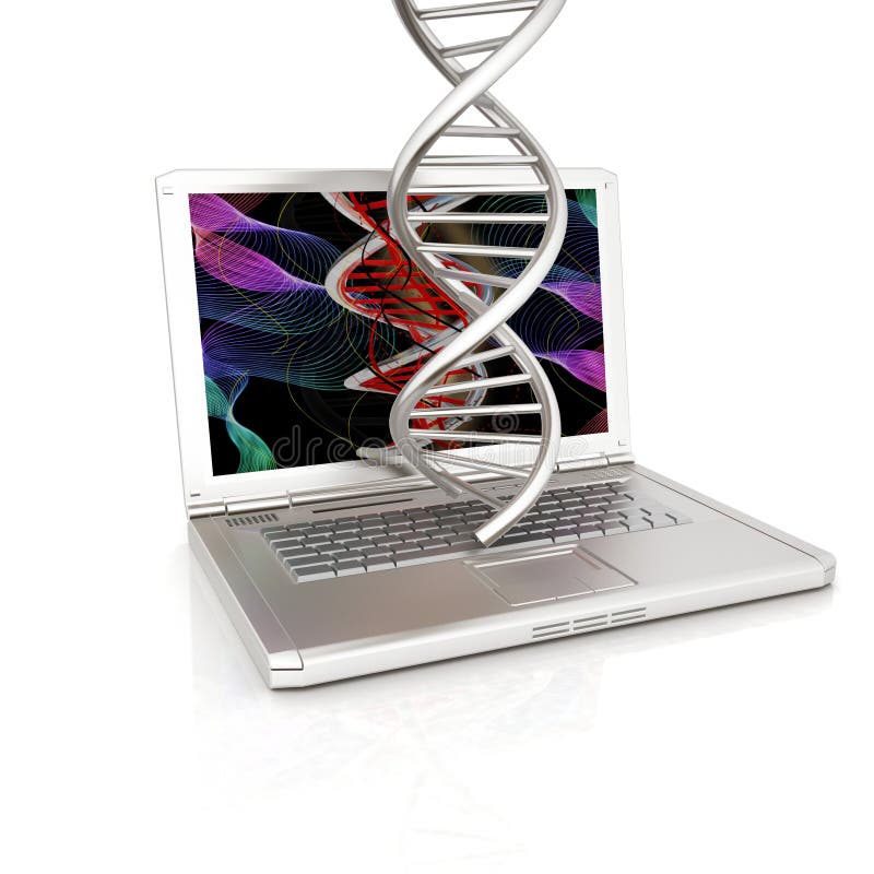 Laptop with Dna Medical Model Background on Laptop Screen. 3d Il Stock ...