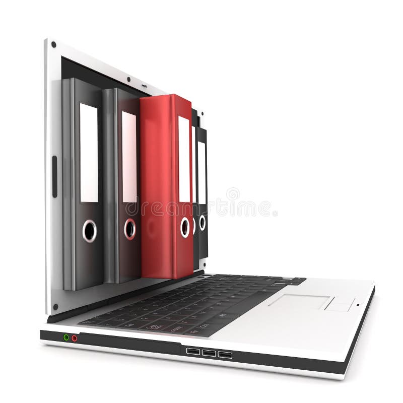 Laptop 3d and files stock illustration. Illustration of symbol - 30705264