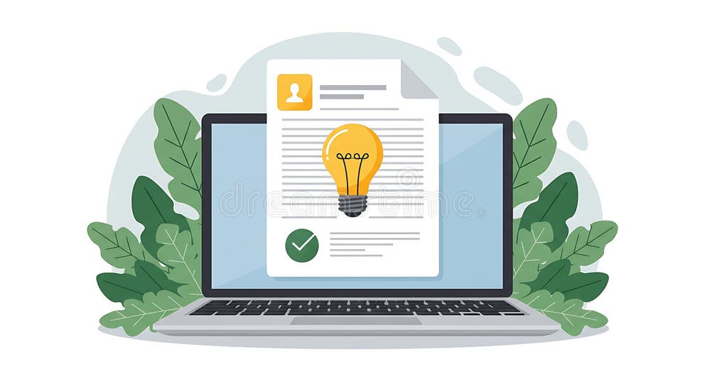 Laptop with a Document Displayed on the Screen. the Document Features a ...