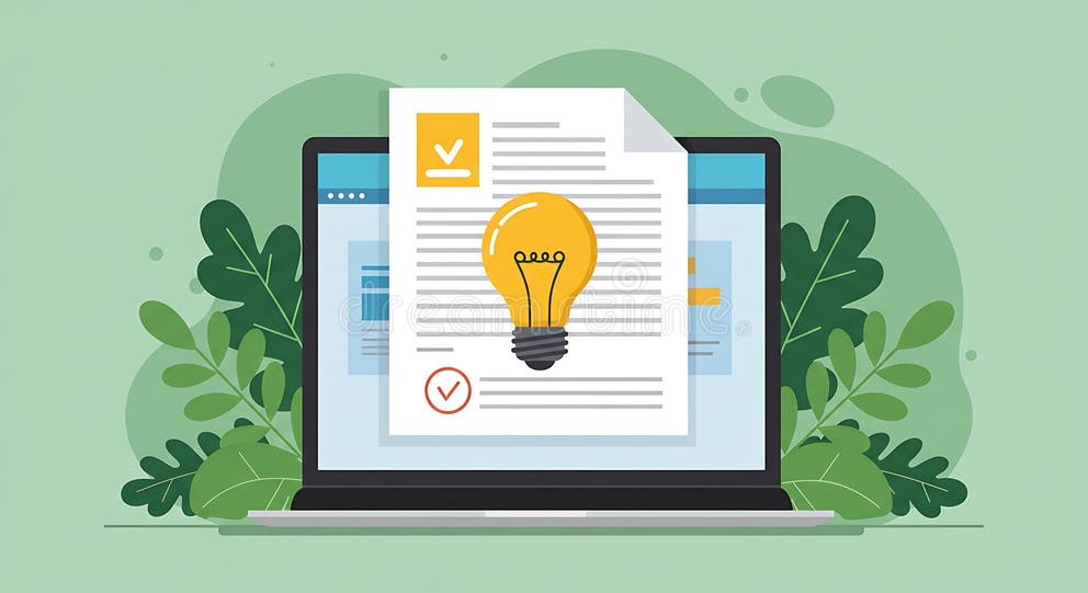 Laptop with a Document Icon Displayed on the Screen, Featuring a Large ...