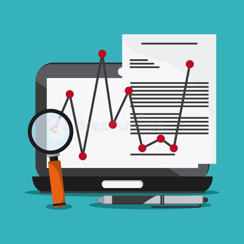 Document Pen Lupe Glasses Book Notebook Icon Stock Vector ...