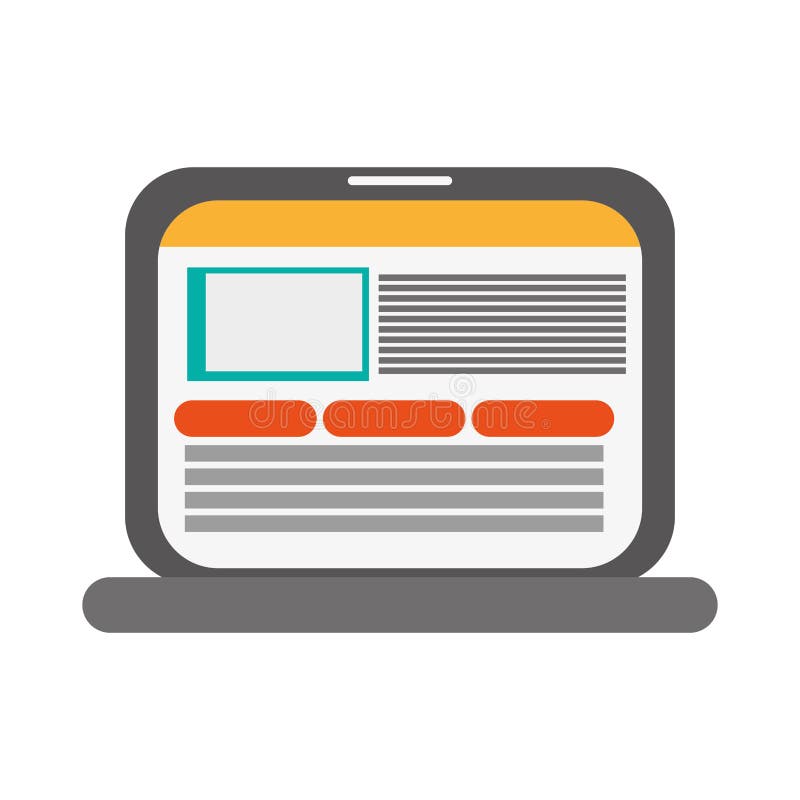 Laptop with Document on Screen Icon Stock Illustration - Illustration ...