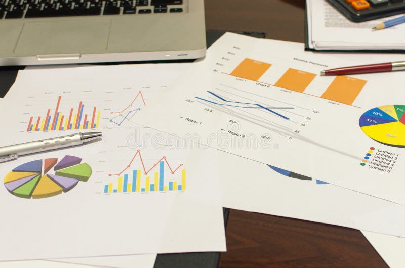 Laptop documents graph stock image. Image of diagram - 90479331