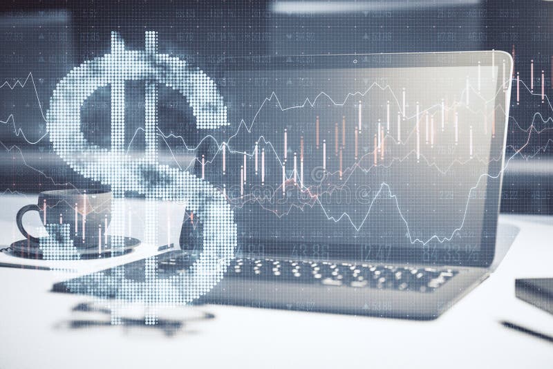 Laptop with Dollar Symbol and Forex Chart in Office Stock Photo - Image ...