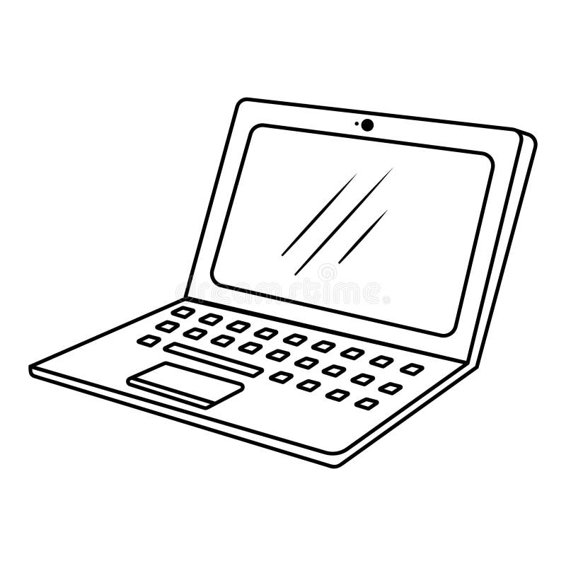 Laptop Doodle Icon. Computer Line Art Vector Illustration Stock Vector ...