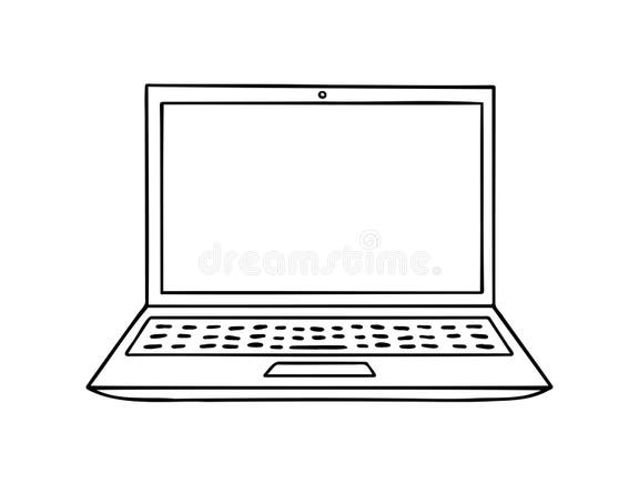 Laptop Doodle Sketch Style Icon. Single Hand Drawn Laptop Computer with ...