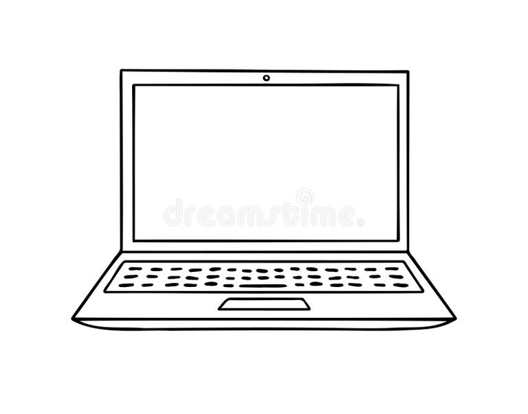 Laptop Doodle Sketch Style Icon. Single Hand Drawn Laptop Computer with ...