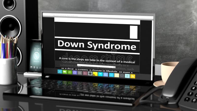 Laptop with Down Syndrome Information on Screen Stock Illustration ...