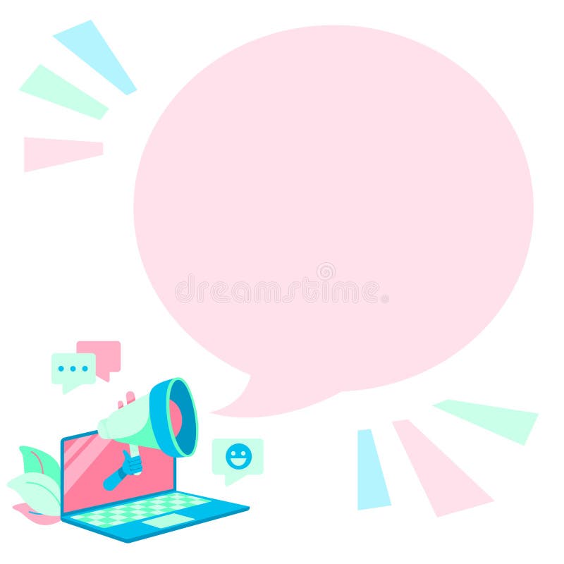 Laptop Drawing Sharing Happy Comments and Good Reactions at Chat Cloud ...