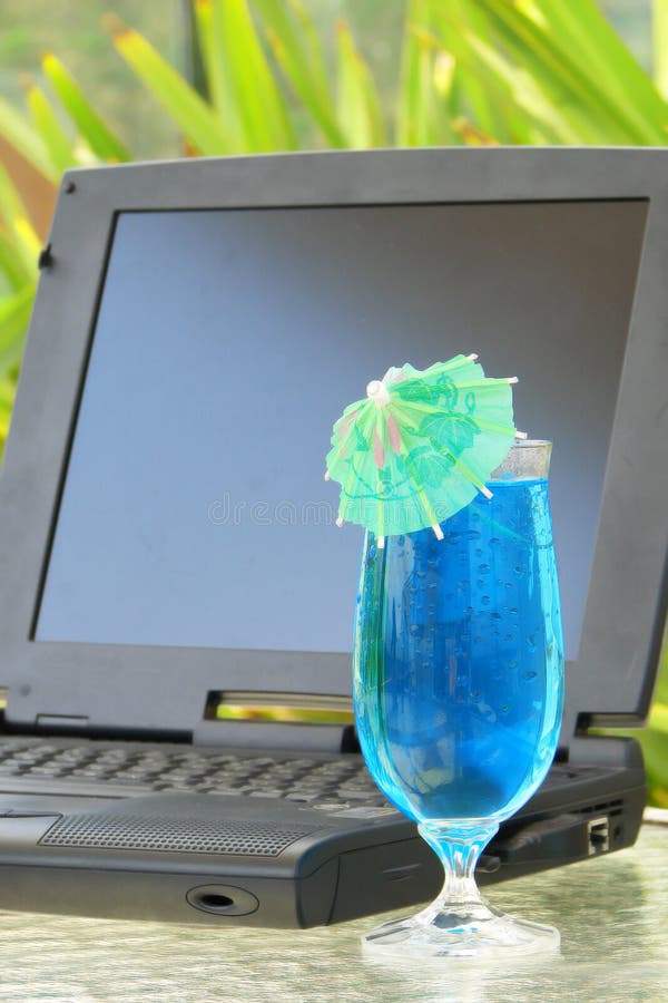 Laptop and drink stock photo. Image of working, enjoying - 3305770