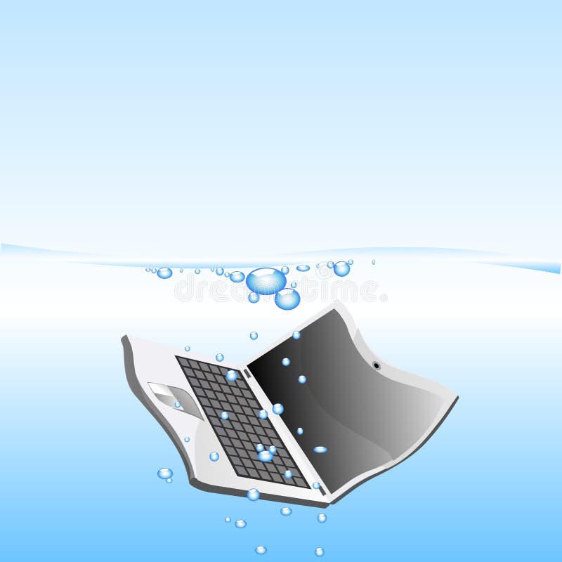 Laptop dropped in water stock vector. Illustration of technology - 6455869