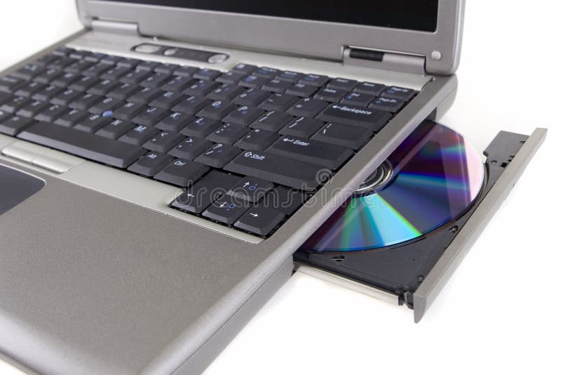 Laptop with DVD/CD stock photo. Image of portable, computer - 3615316