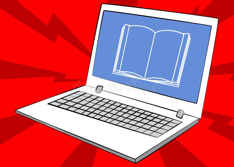 Laptop with E-book Icon on the Screen. Stock Vector - Illustration of ...