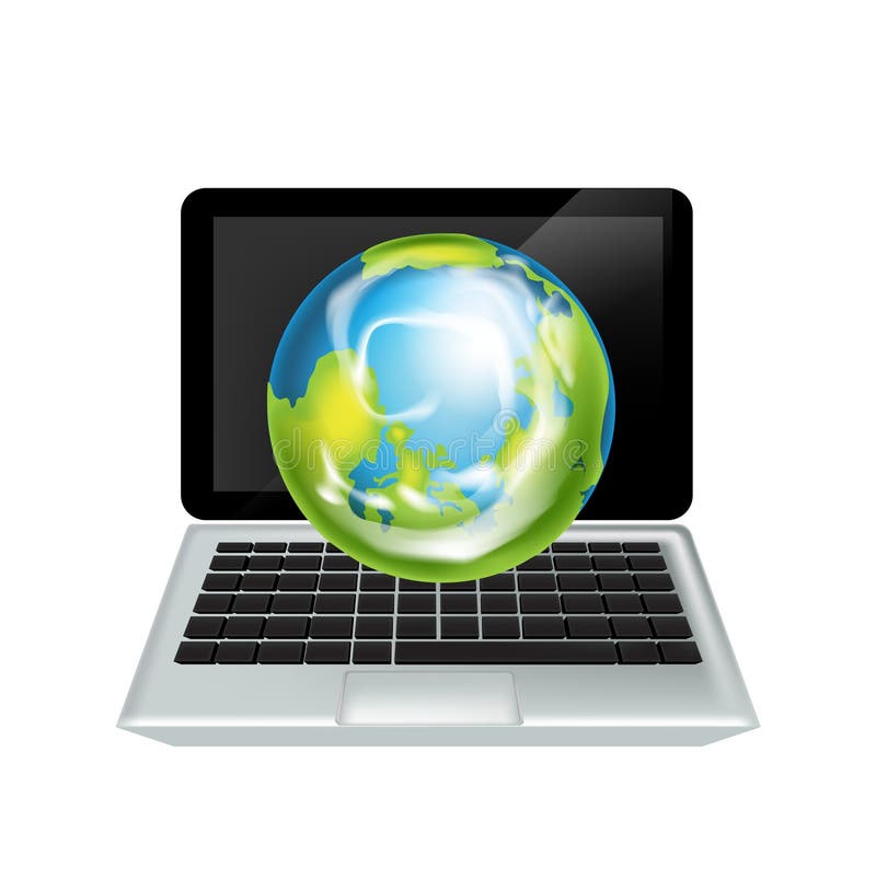 Laptop and Earth Globe/internet Symbol Stock Vector - Illustration of ...