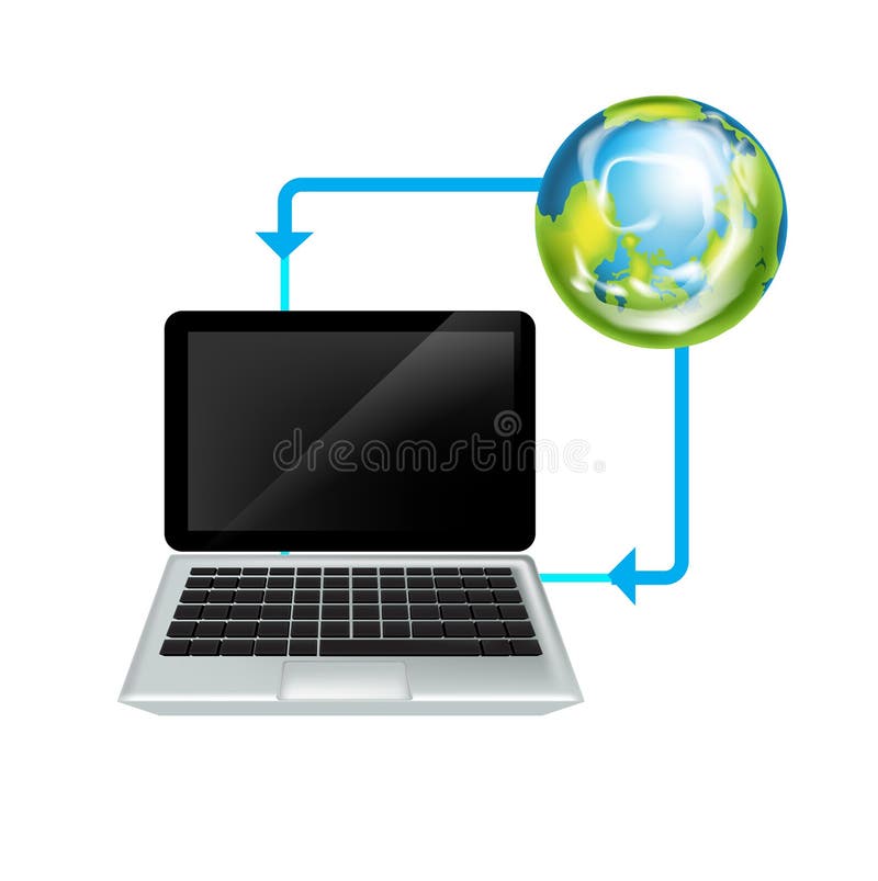 Laptop and Earth Globe/internet Symbol Stock Vector - Illustration of ...