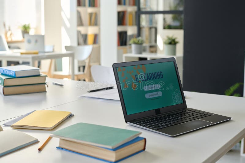 Laptop with Educational Program on Screen Stock Image - Image of ...