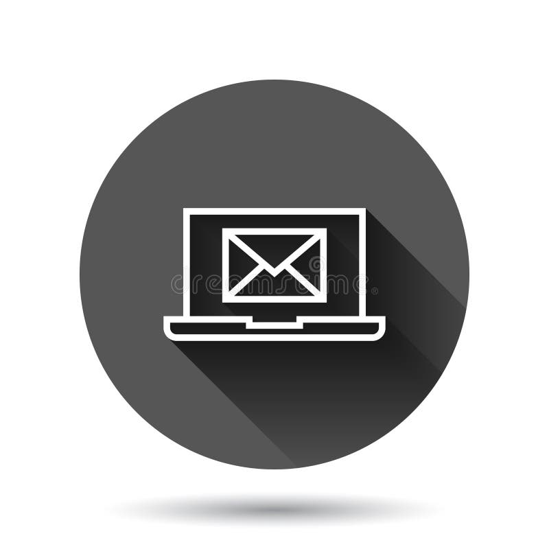 Laptop with Email Icon in Flat Style. Mail Notification Vector ...