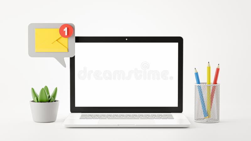 Laptop with Email Notification Icon for Your Mockup Design Stock ...