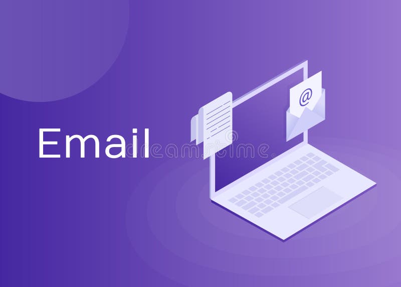 Laptop with Envelope and Document on Screen. E-mail, Email Marketing ...