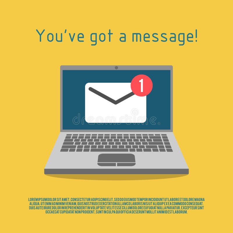 Laptop with Envelope Mail Notice Stock Vector - Illustration of digital ...