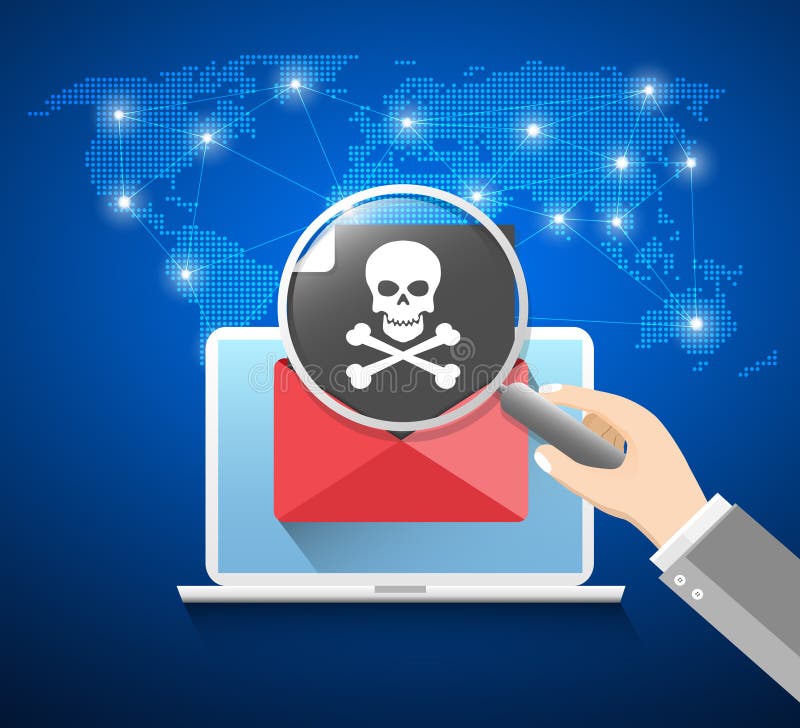 Laptop with Envelope and Skull on the Screen. Concept of Virus, Piracy ...