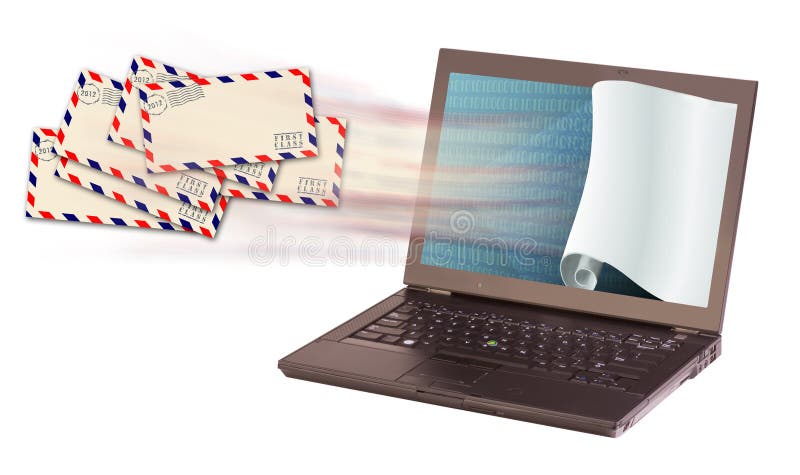 Laptop and envelopes stock image. Image of communicating - 24831391