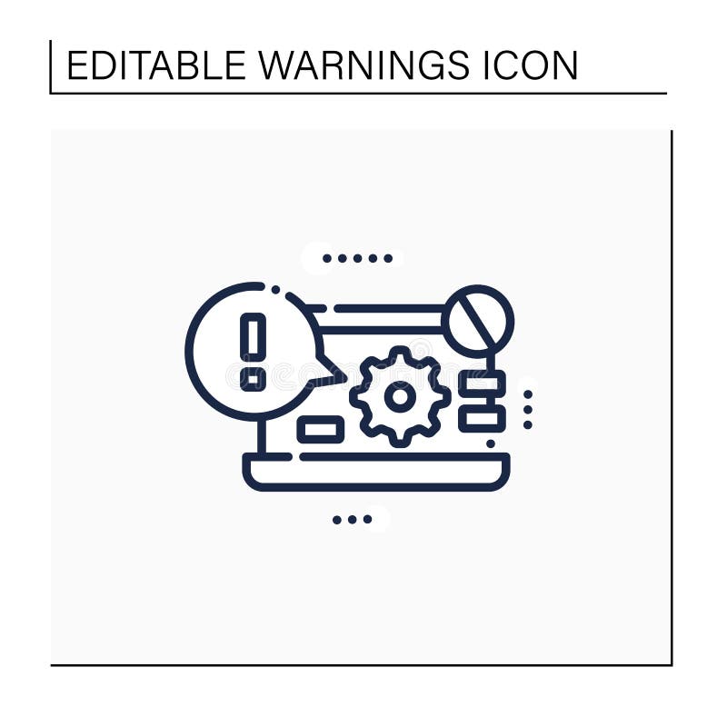 Laptop Error Notification Line Icon Stock Vector - Illustration of ...