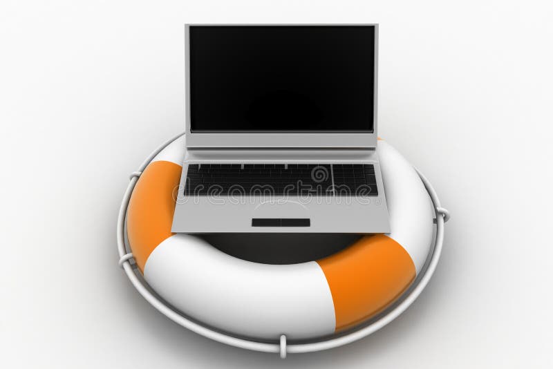 Laptop rescue stock illustration. Illustration of perspective - 9465887