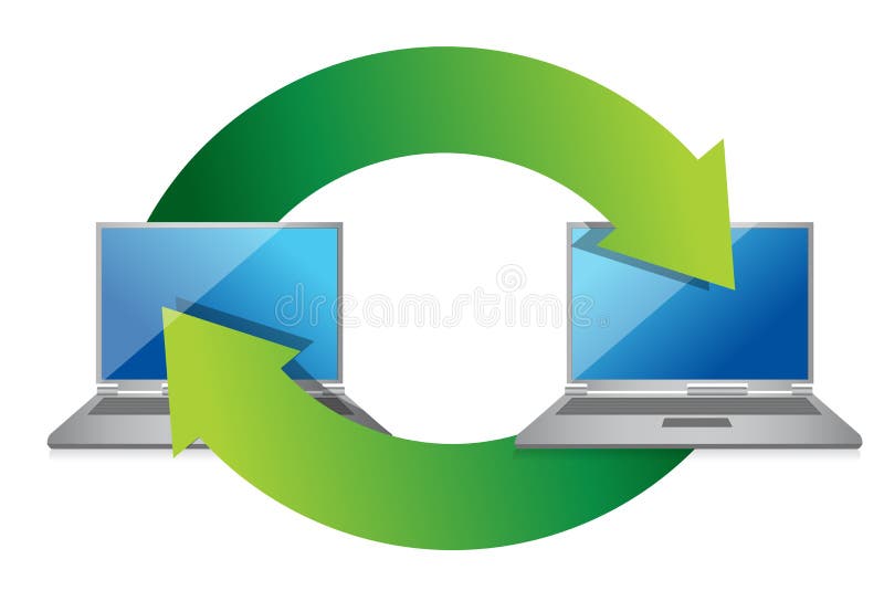 Laptop Exchange of Data with Cloud Stock Illustration - Illustration of ...
