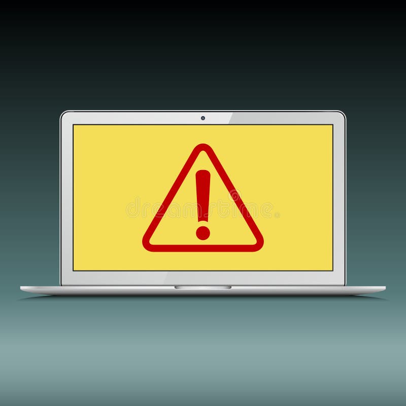 Laptop with Exclamation Mark on Screen Stock Vector - Illustration of ...