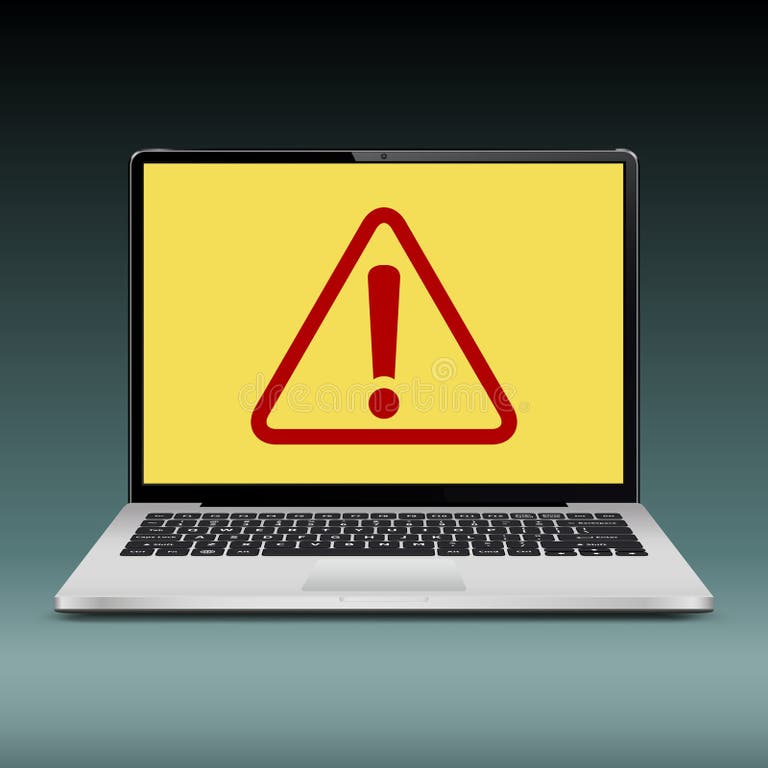 Laptop with Exclamation Mark on Screen Stock Vector - Illustration of ...