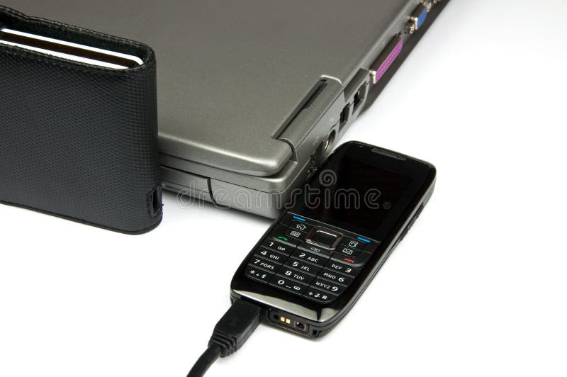 Laptop with External Hard Drive and Phone Stock Image - Image of disk ...