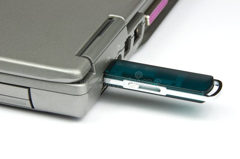 Laptop with External Usb Hard Disk Stock Photo - Image of silver ...