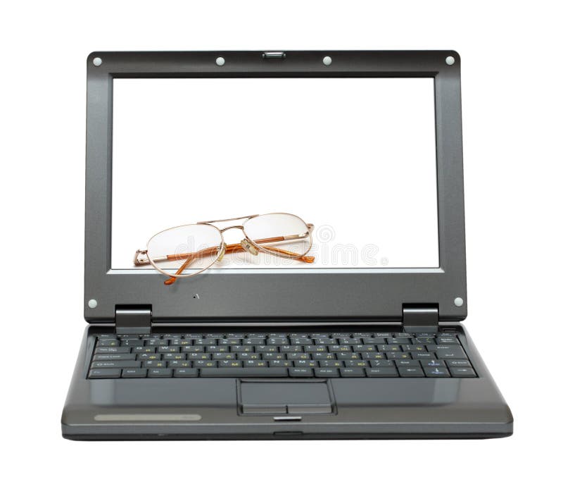 Laptop with eyeglasses stock image. Image of lying, eyeglasses - 15968637