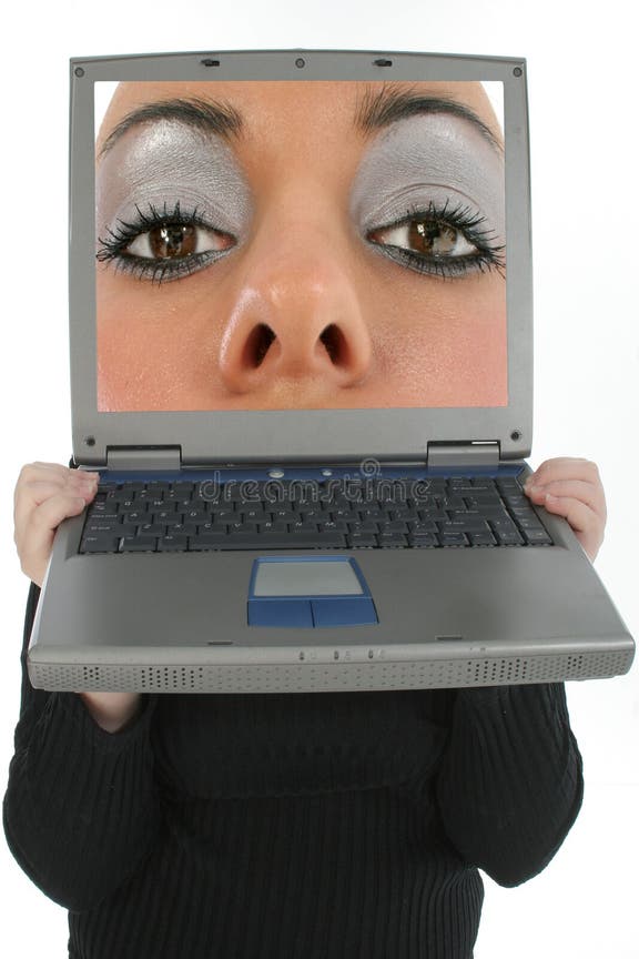 Laptop Face stock image. Image of hold, close, face, people - 1386397