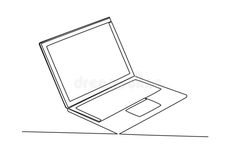 A Laptop Facing Right Forms Two Acute Angles Stock Illustration ...