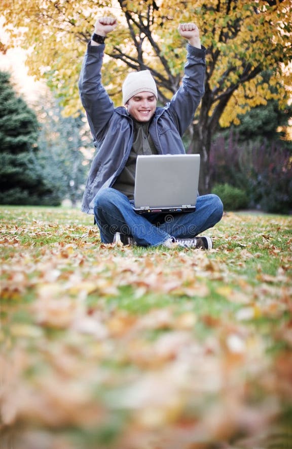 Laptop in the fall stock photo. Image of adults, autumn - 300304